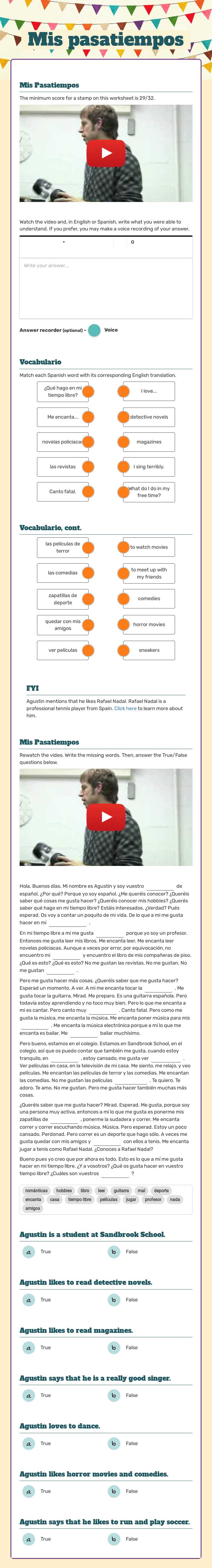 Master Spanish hobbies vocabulary! Practice with fun listening and ...