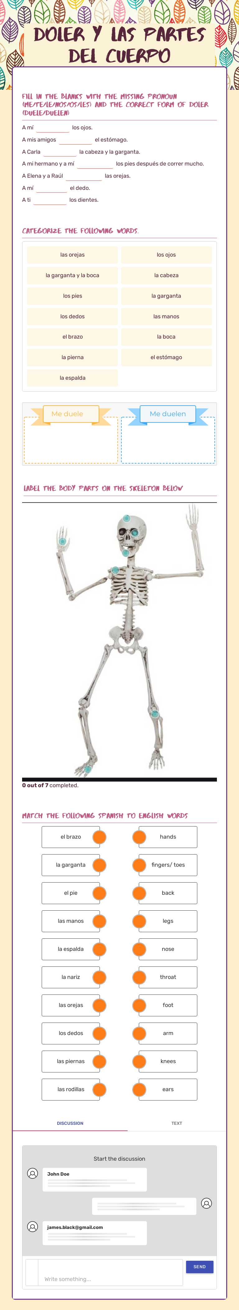 Master Spanish body parts and the 'doler' verb with fun worksheets ...