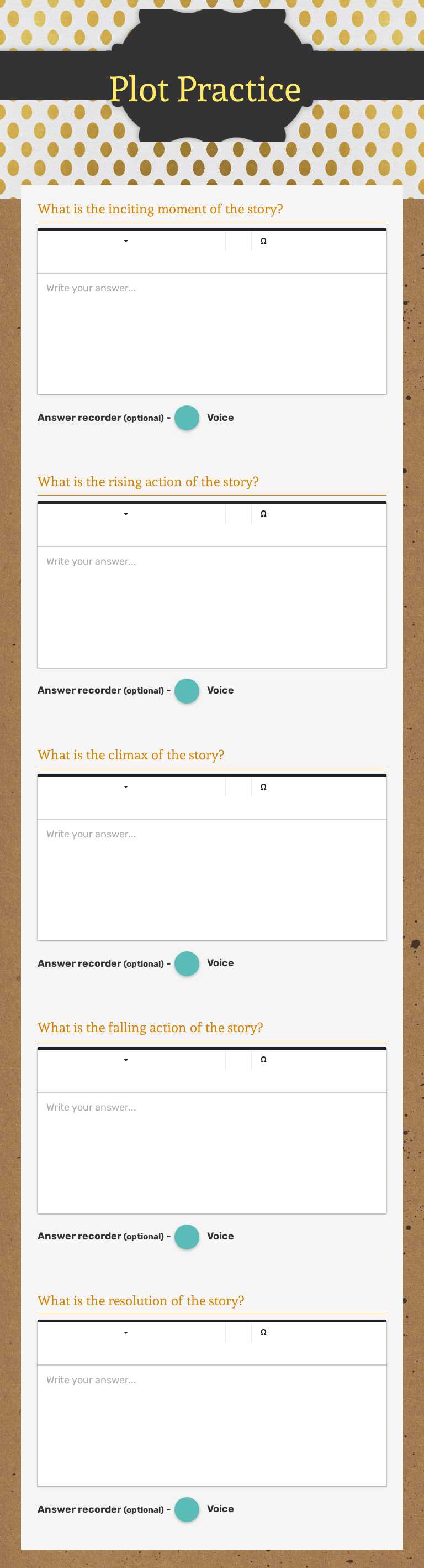 Plot Practice by Kelcie Garrett | Interactive Worksheet | Wizer.me
