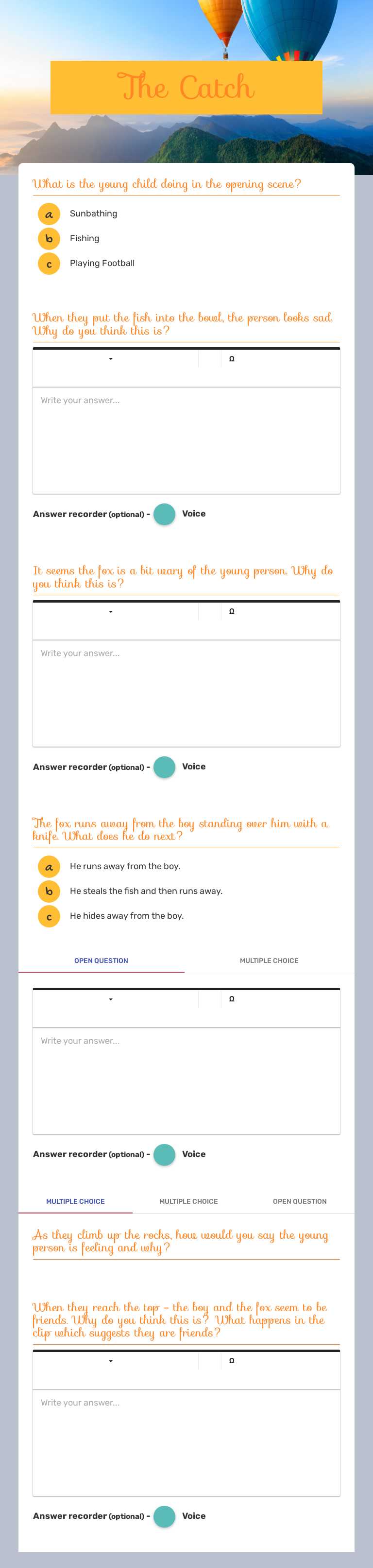 The Catch by Joanna Christie | Interactive Worksheet | Wizer.me