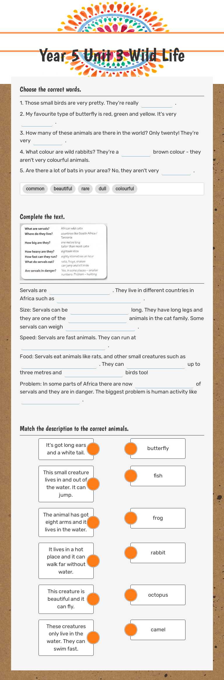 Year 5 Unit 3 Wild Life by CHOO YIN YIN Moe | Interactive Worksheet ...