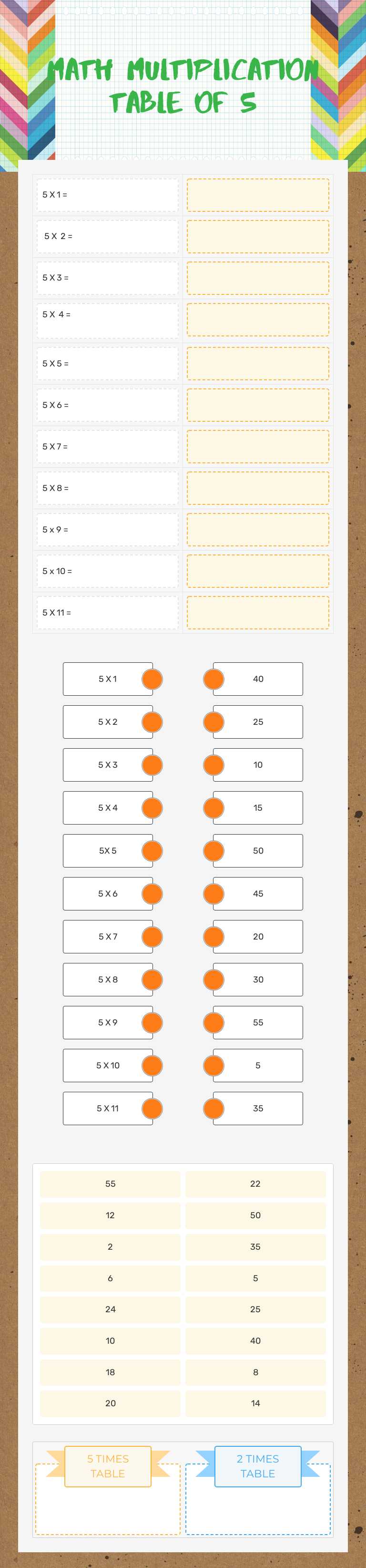 MAth Multiplication table of 5 by Maricela Sanchez | Interactive ...