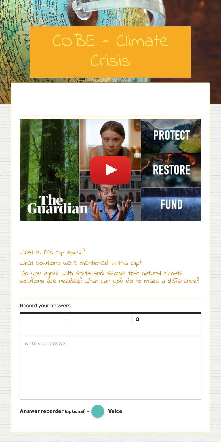 COBE - Climate Crisis by Rima Ramdan | Interactive Worksheet | Wizer.me