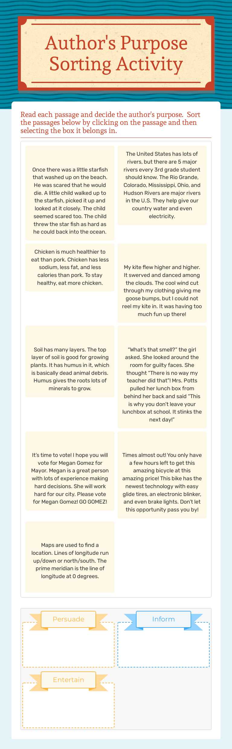 Author's Purpose Sorting Activity by Brea Cooper | Interactive ...