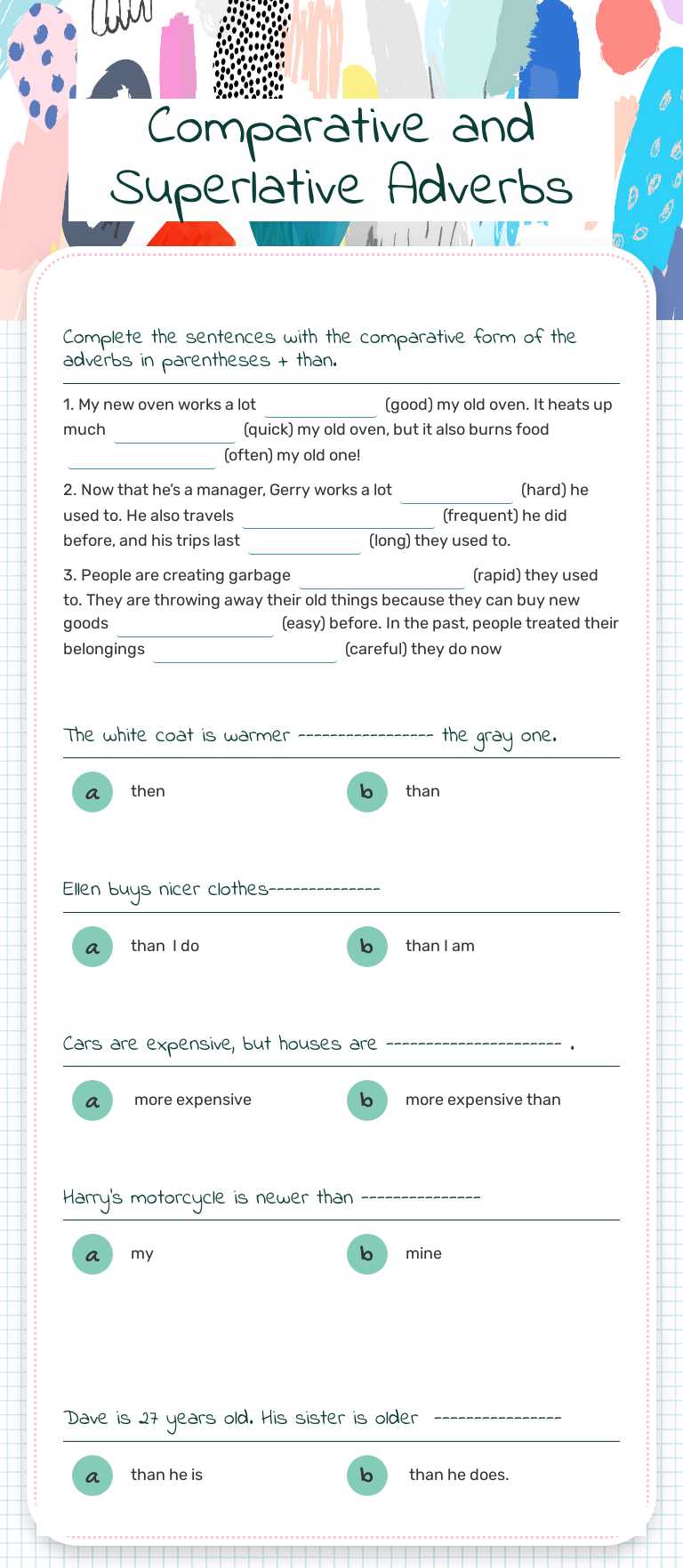 Boost your writing with comparative & superlative adverbs! Practice ...