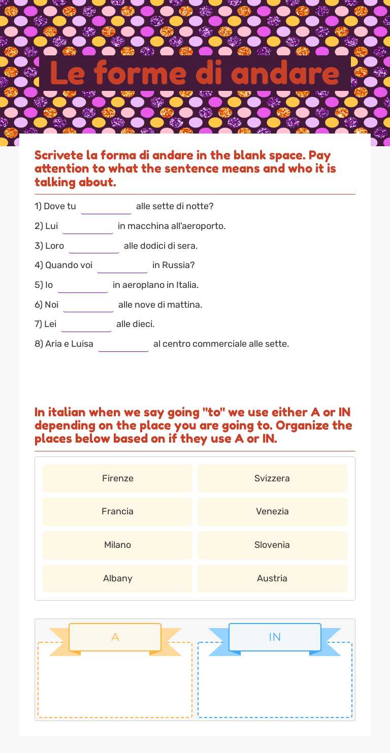 Master Italian 'andare'! Practice verb conjugation and choose the right ...