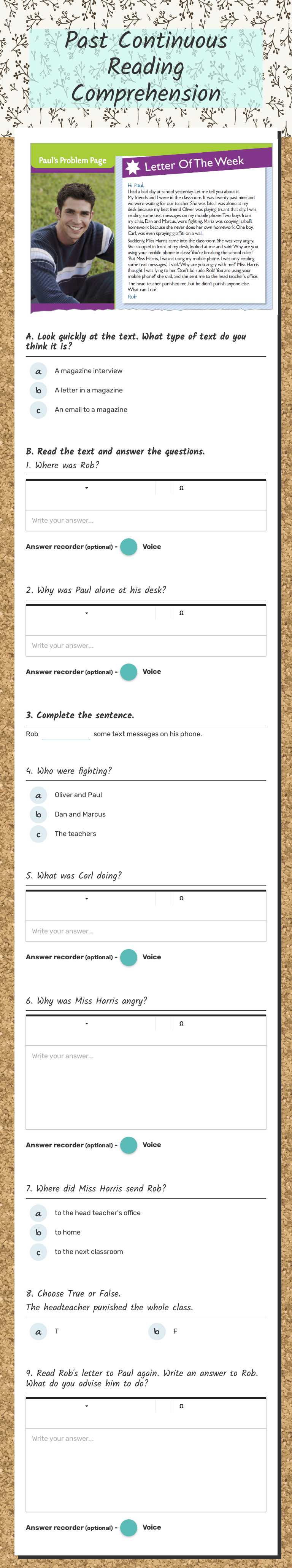Master the past continuous tense! This worksheet offers a fun reading ...