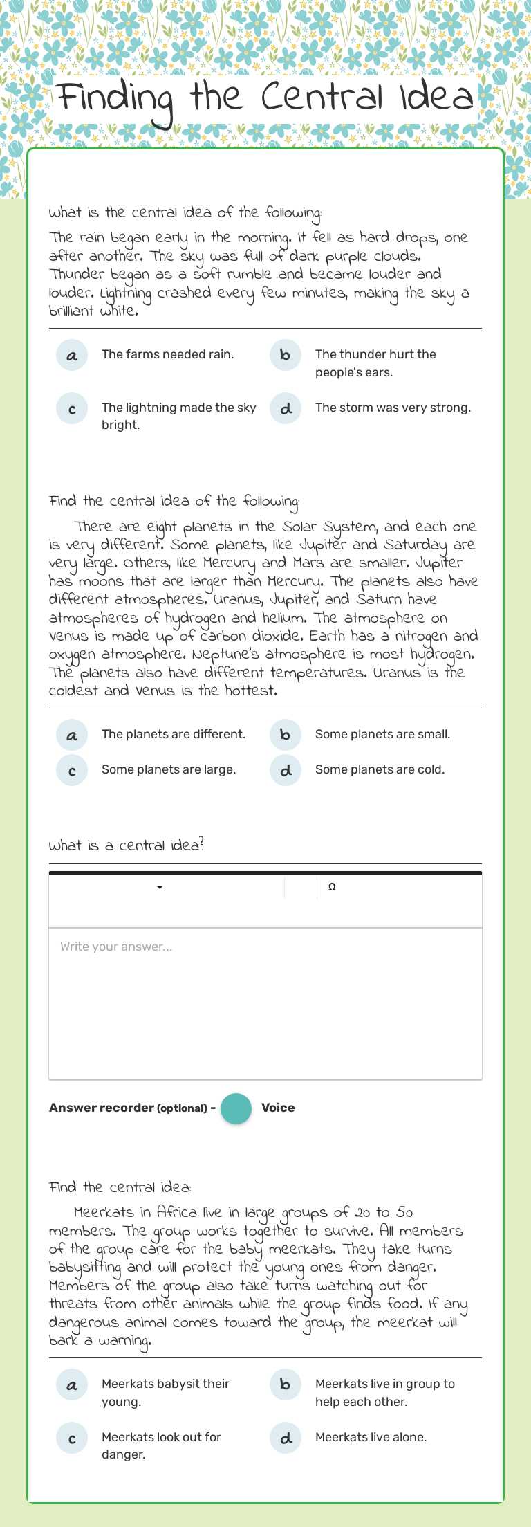 Master finding the central idea in reading passages! | Finding the ...