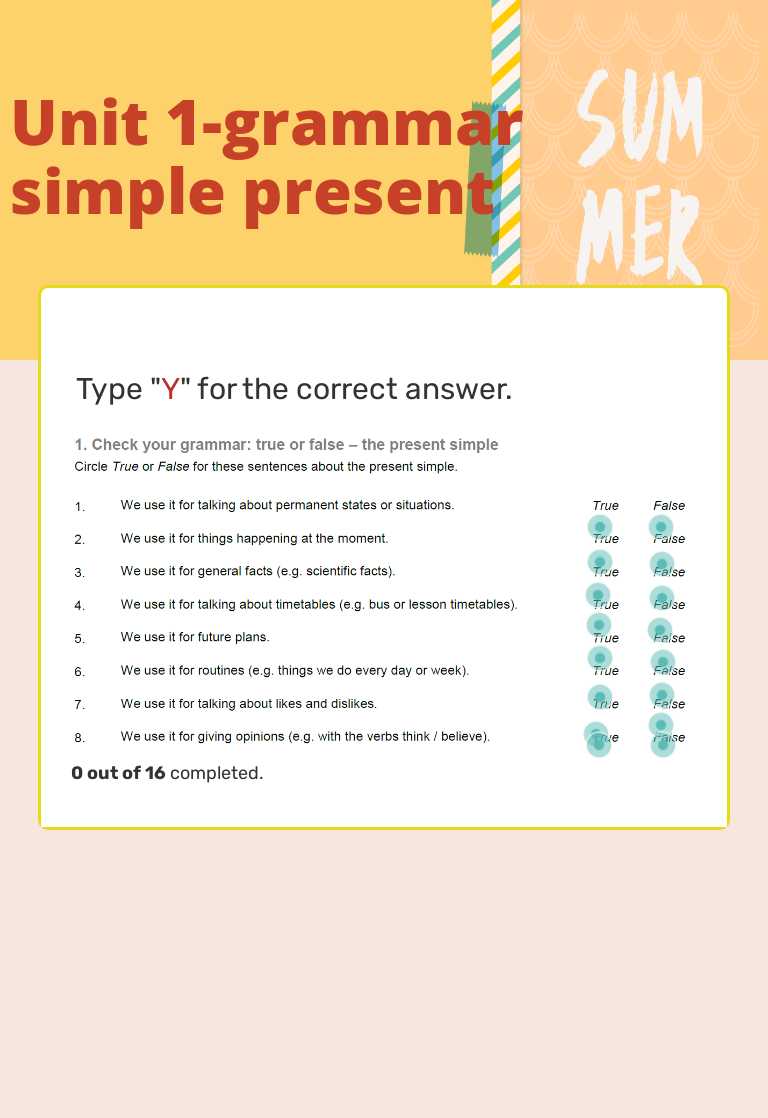 Unit 1-grammar simple present by Noemi Lopez | Interactive Worksheet ...