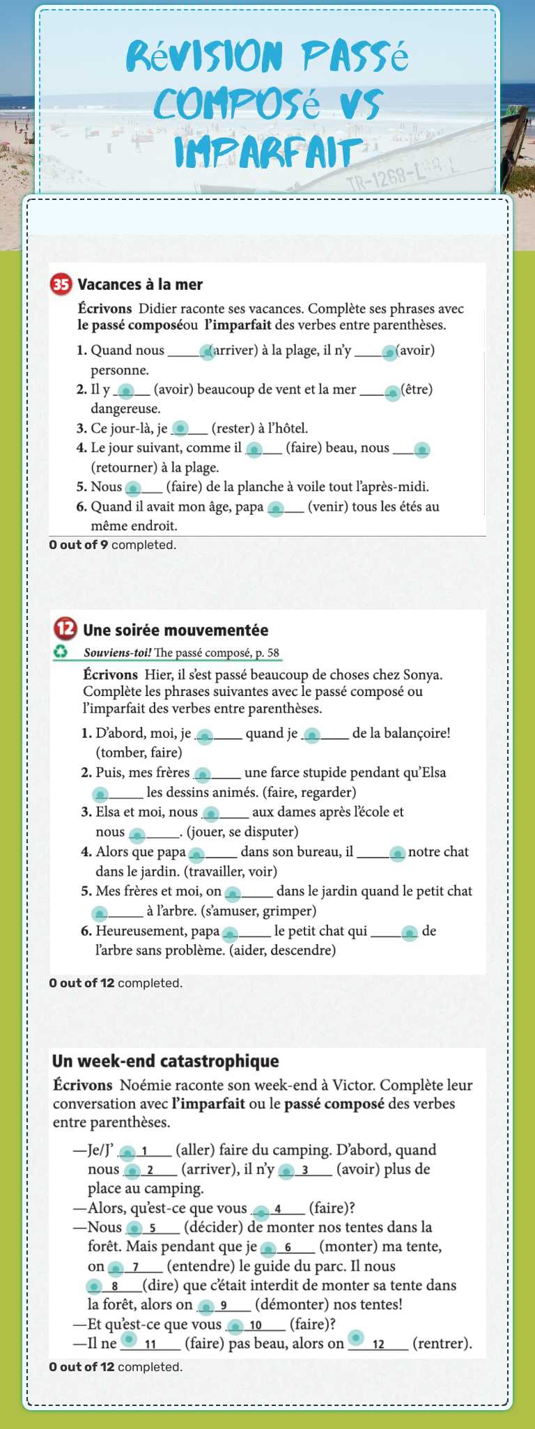 Révision Passé Composé vs Imparfait by Niall Gunning | Interactive ...