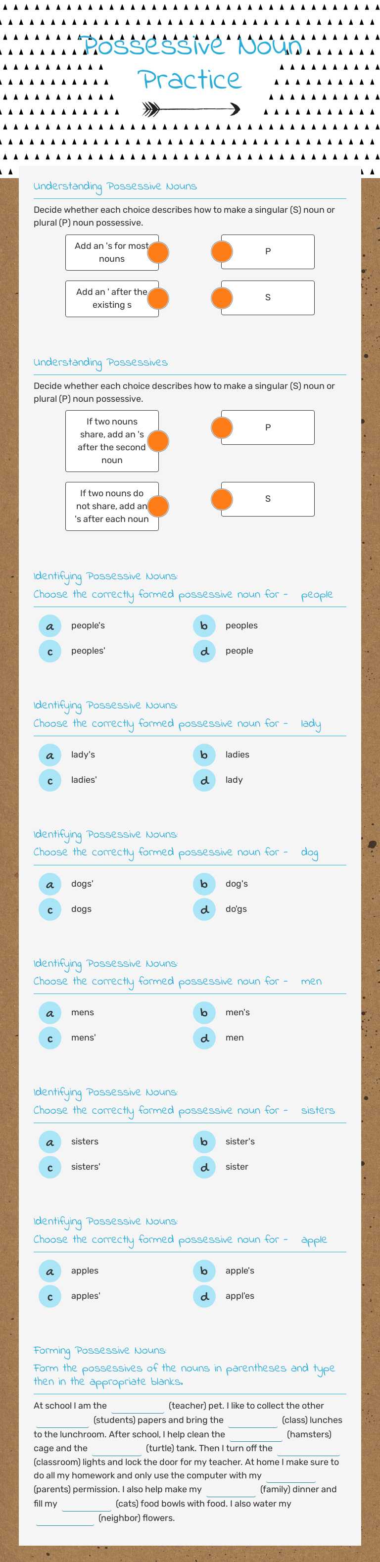 Practice possessive nouns! Learn singular and plural forms with ...