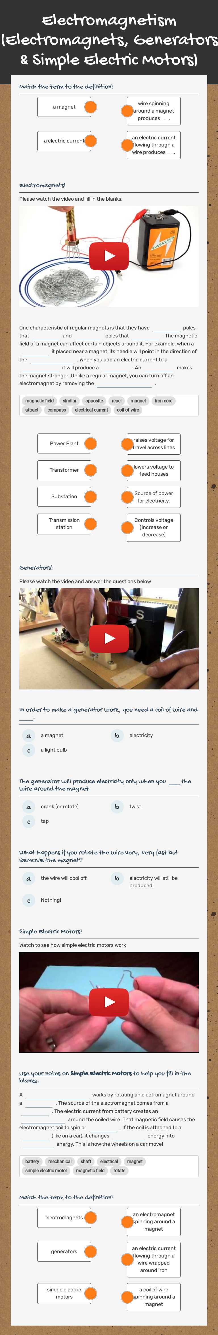 Electromagnetism (Electromagnets, Generators & Simple Electric Motors ...