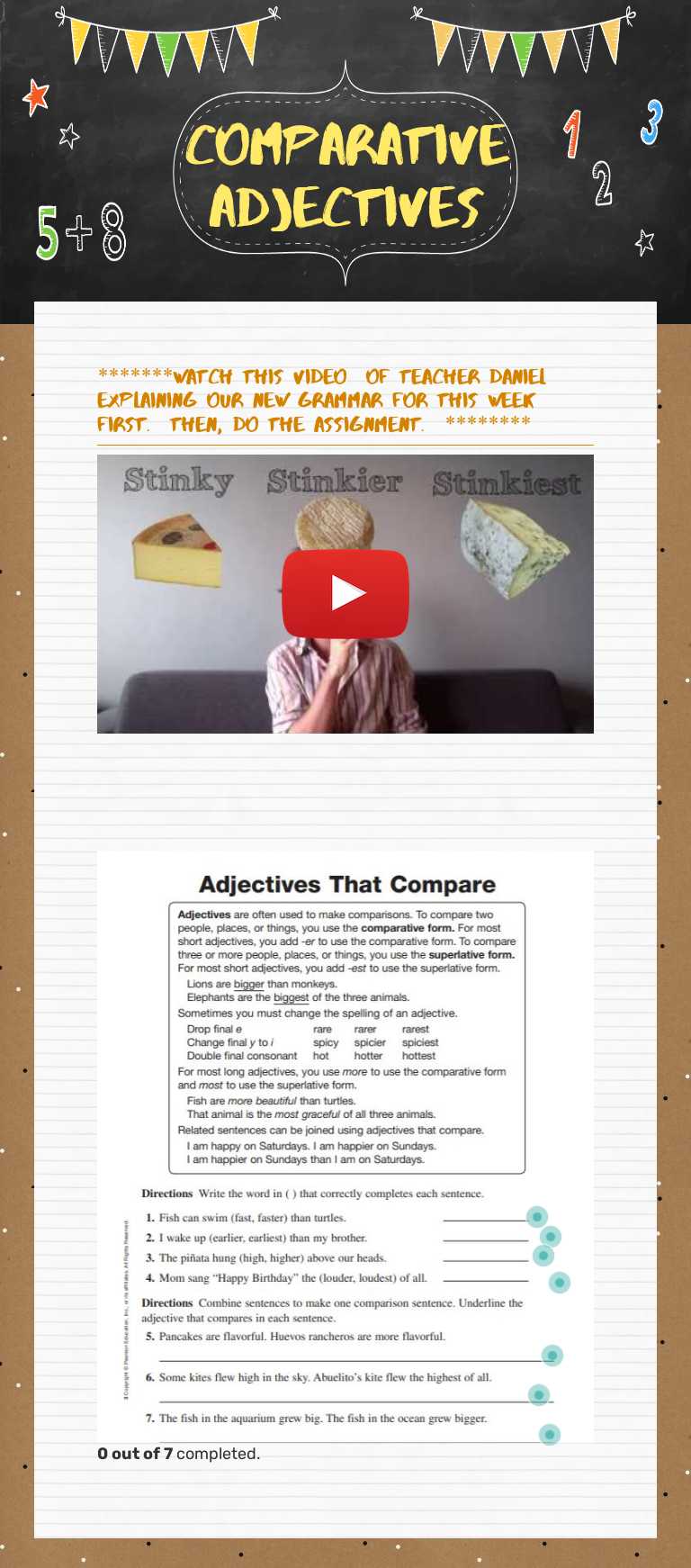 Grammar Comparative Adjectives Interactive Worksheet In