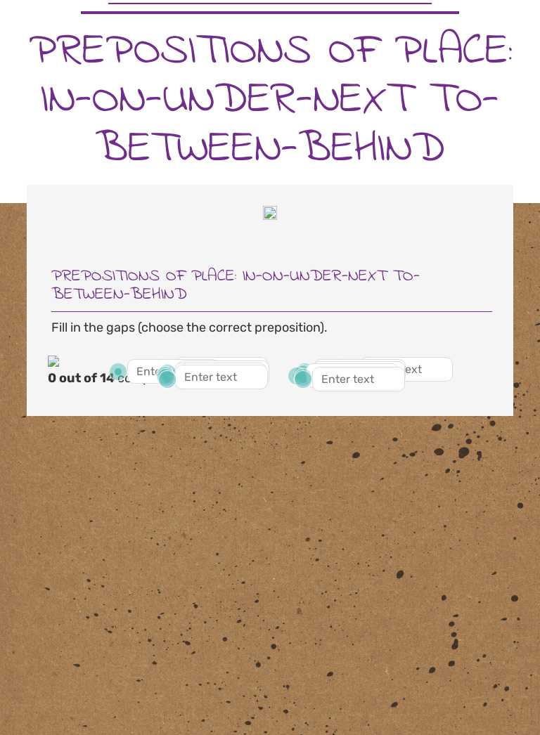 PREPOSITIONS OF PLACE: IN-ON-UNDER-NEXT TO-BETWEEN-BEHIND by Marianna ...
