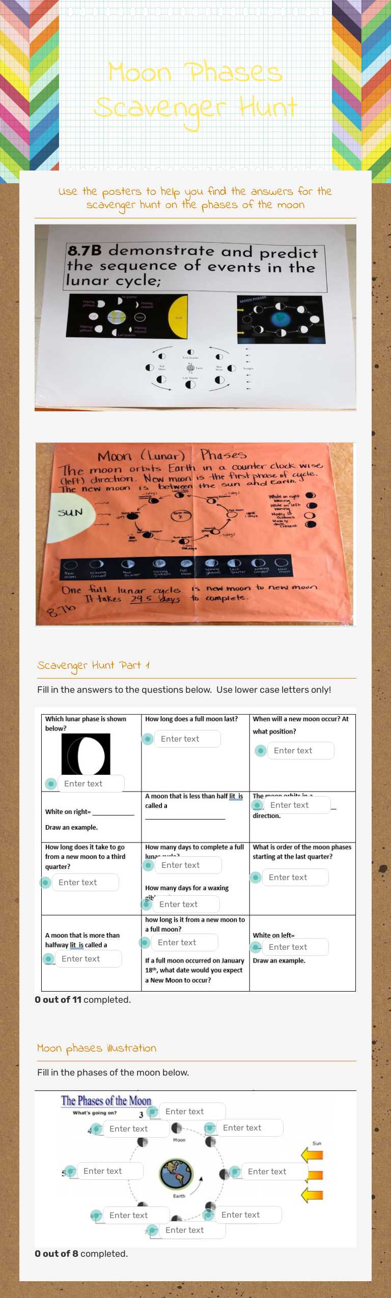 Moon Phases Scavenger Hunt by Veronica De La Garza | Interactive ...