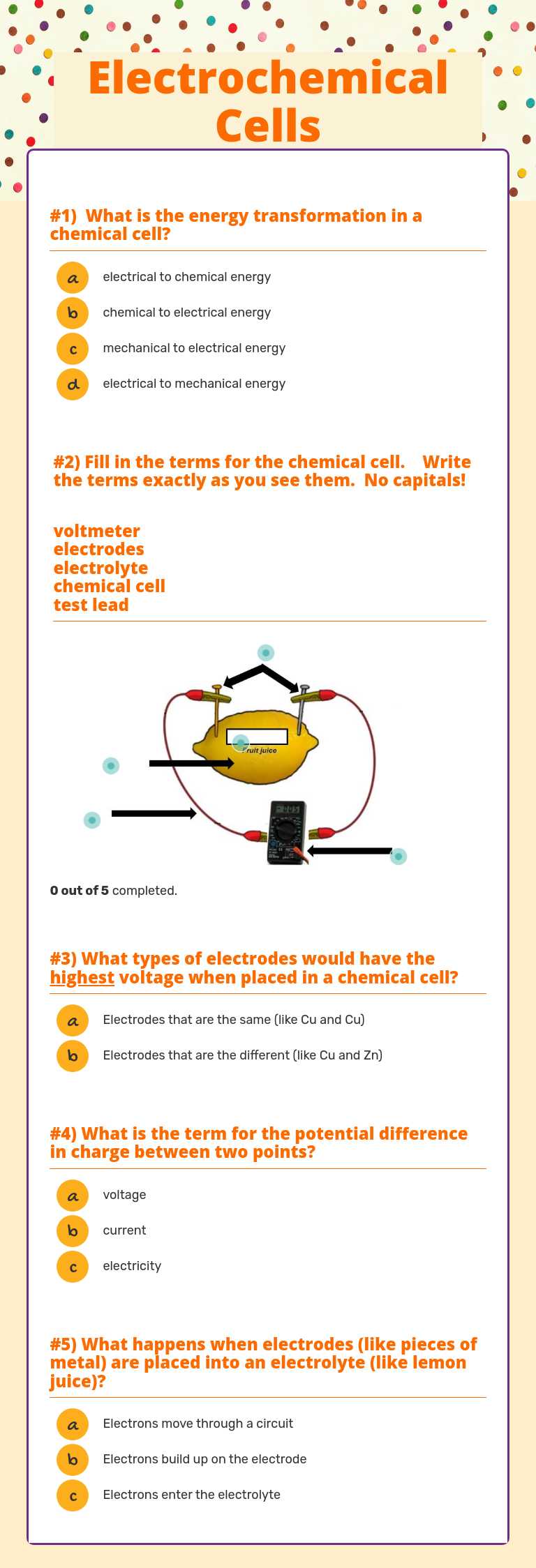 Explore electrochemical cells: learn about energy, voltage, and how ...