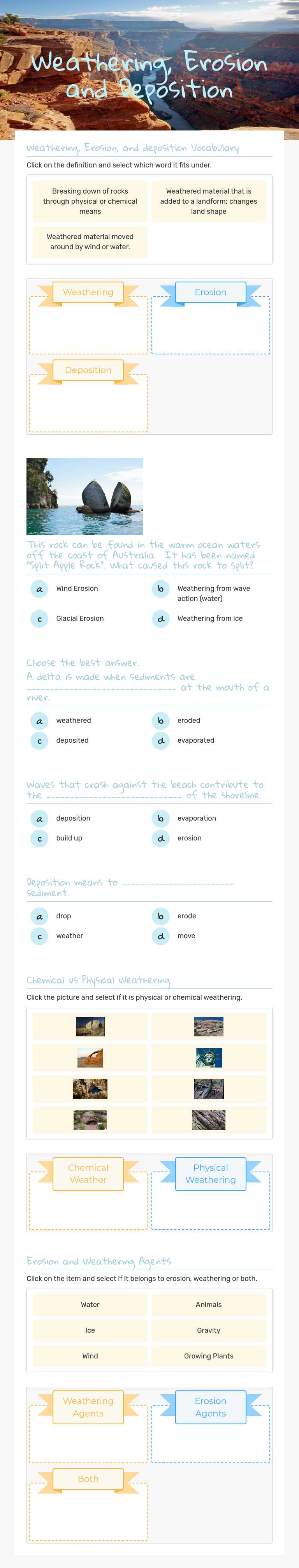 Weathering, Erosion and Deposition by Alexis Beckman | Interactive ...
