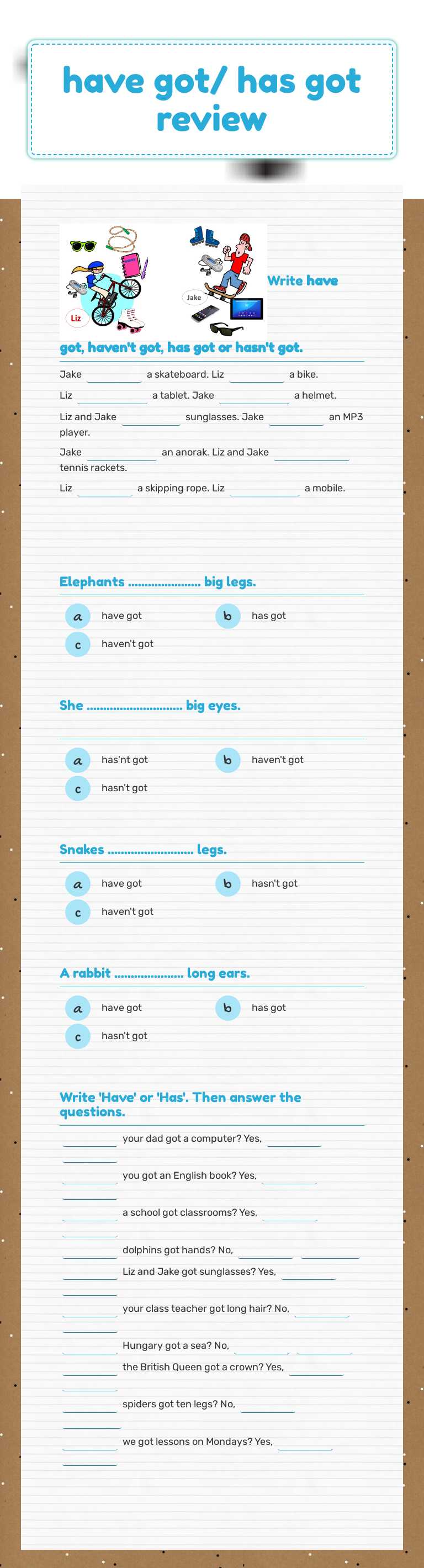 have got/ has got review by Radka Klasnová | Interactive Worksheet ...