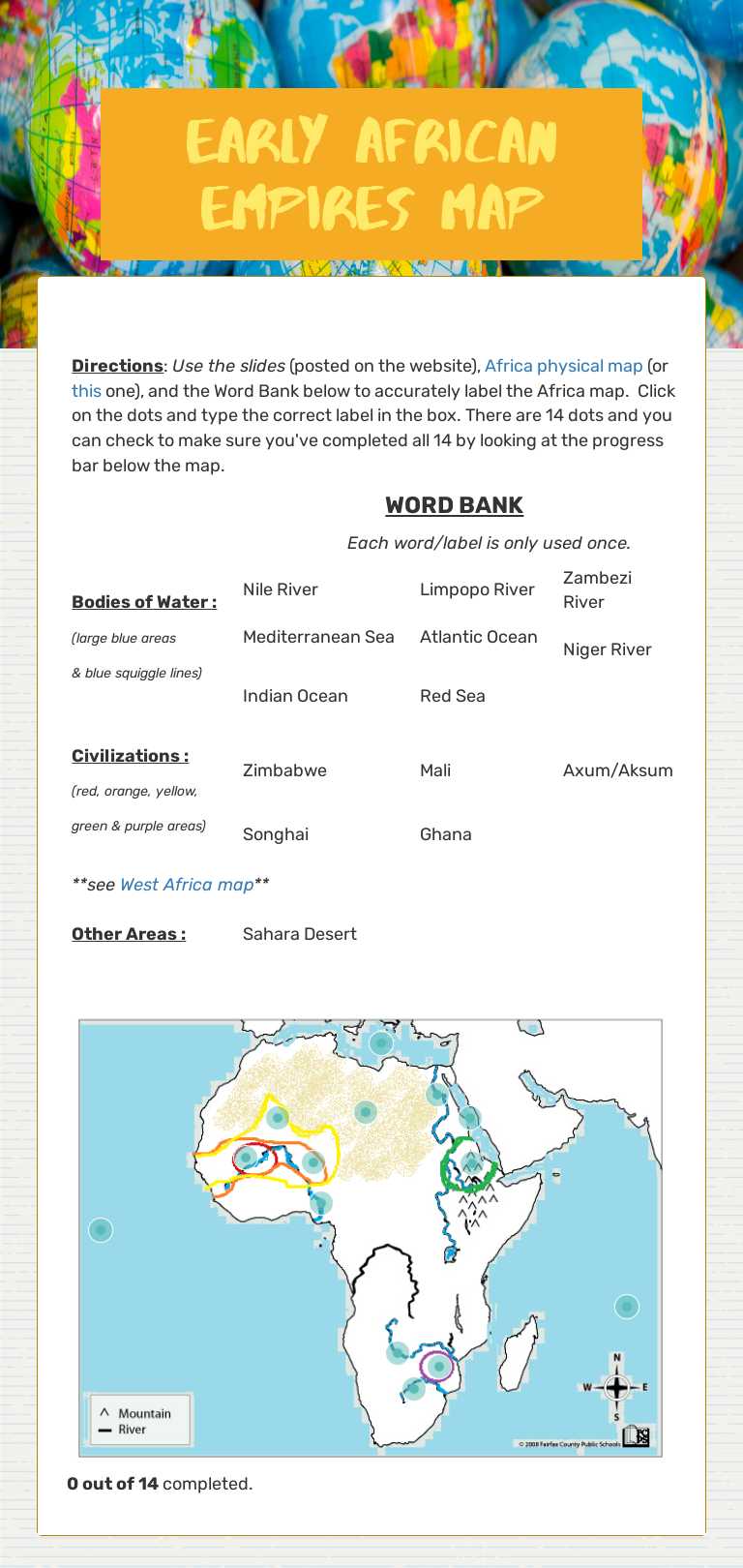 Early African Empires Map by Cecelia Lamoreau | Interactive Worksheet ...