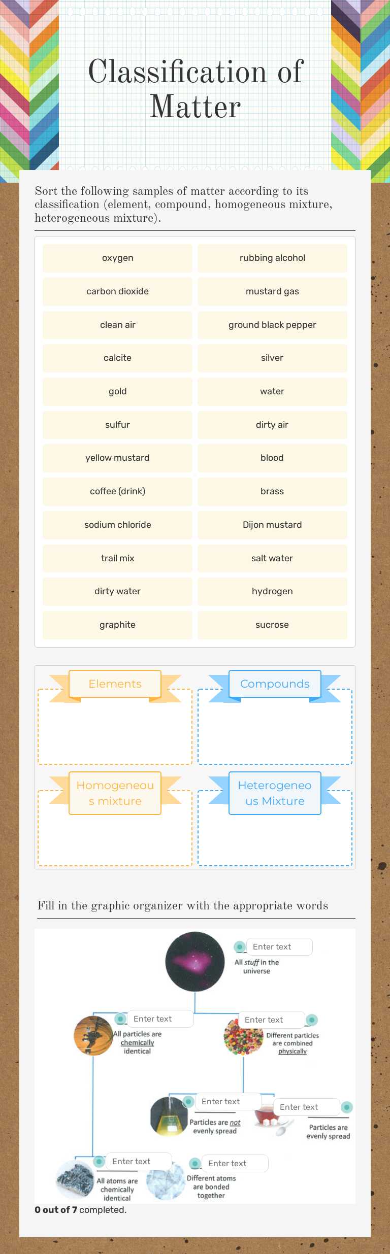 Master matter classification! Sort elements, compounds, and mixtures ...