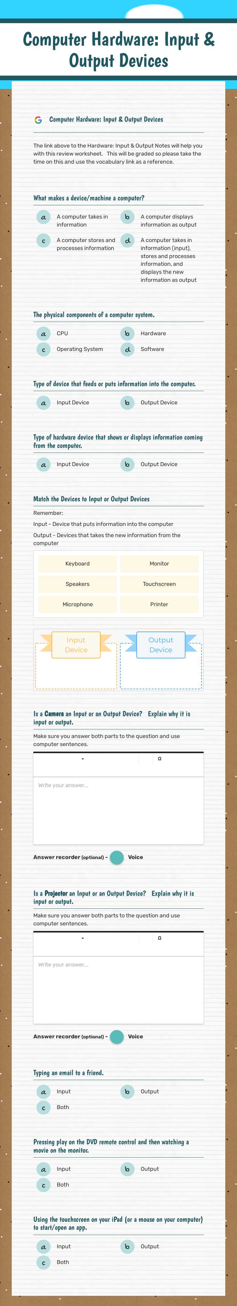 Learn about computer input and output devices! Identify and explain ...