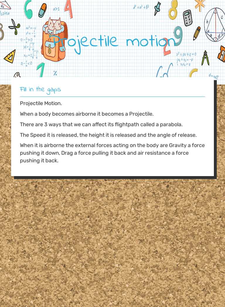 Projectile motion by Aaron Hainsworth | Interactive Worksheet | Wizer.me