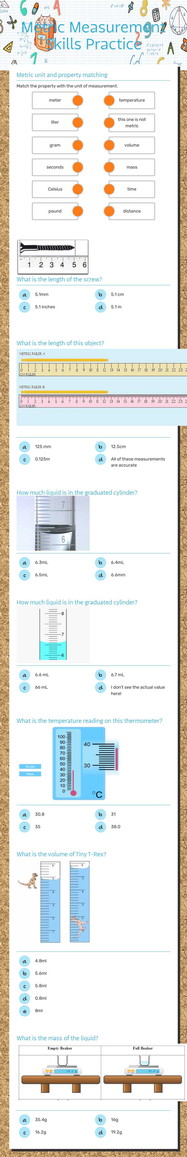 Master metric units! Practice measuring distance, volume, mass, and ...
