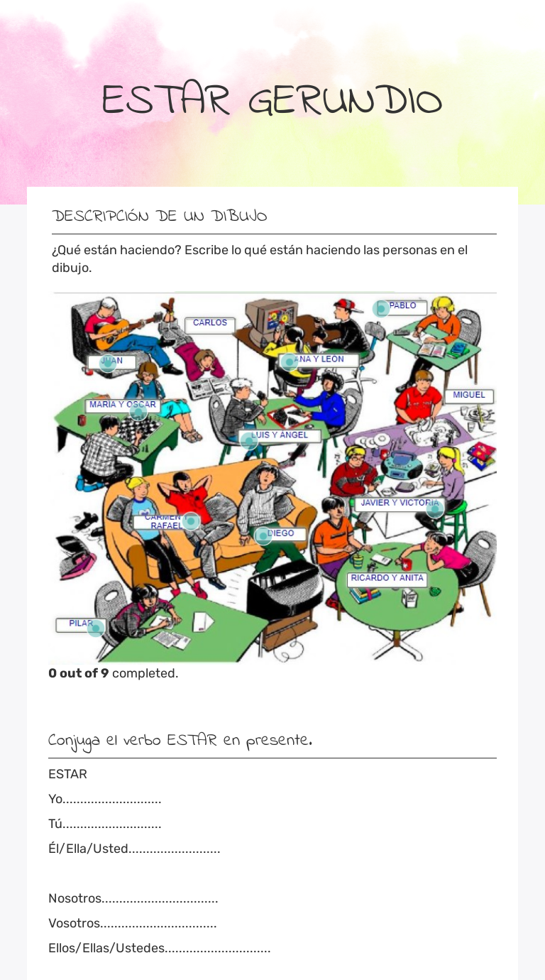 ESTAR GERUNDIO | Interactive Worksheet by Hazal Gul | Wizer.me