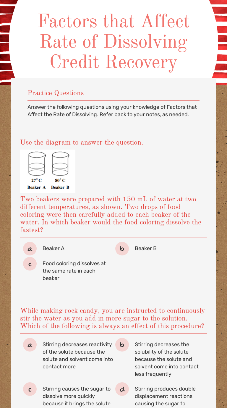 Factors that Affect Rate of Dissolving Credit Recovery | Interactive ...