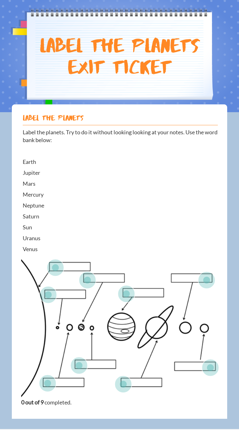Label the planets of our solar system! | Label the Planets Exit Ticket ...