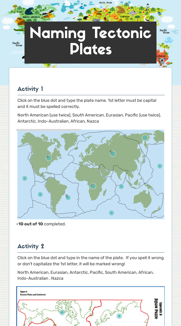 Naming Tectonic Plates by Efrain Alonso | Interactive Worksheet | Wizer.me