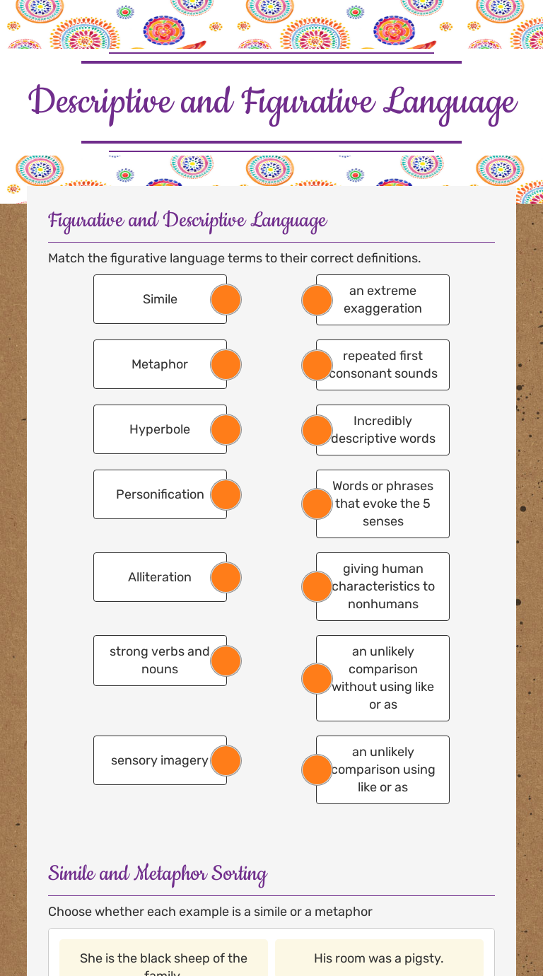 Descriptive And Figurative Language Interactive Worksheet By Julie