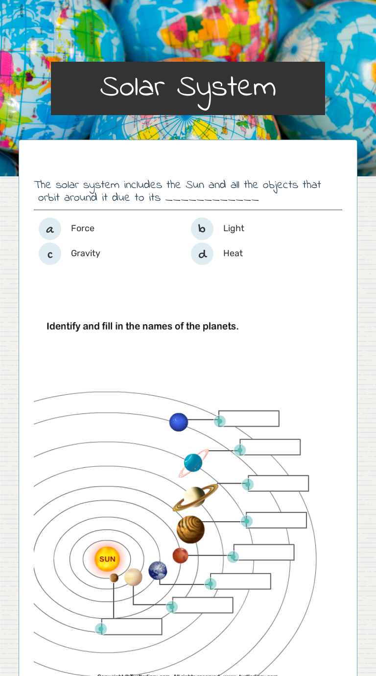 Solar System | Interactive Worksheet by Paul Carver | Wizer.me