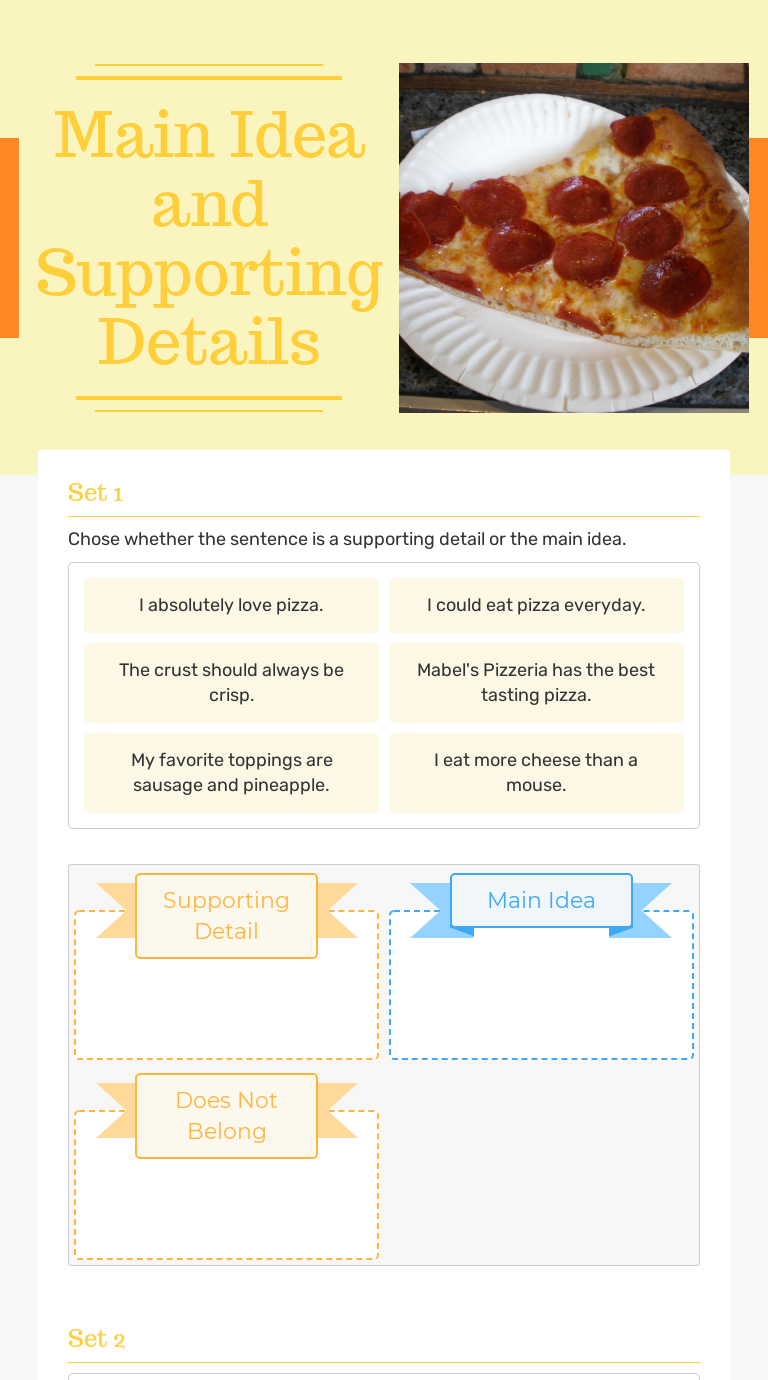 Main Idea and Supporting Details by Harley Gow | Interactive Worksheet ...