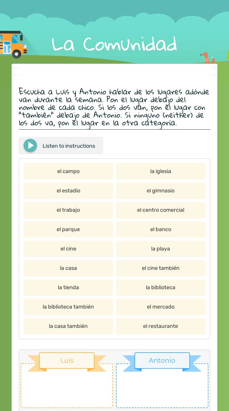 La Comunidad worksheet