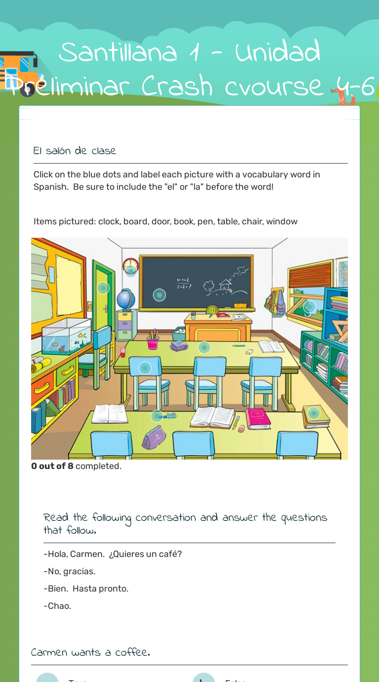 Santillana 1 - Unidad Preliminar Crash cvourse 4-6 | Interactive ...