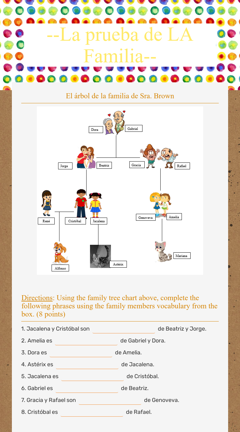 --La prueba de LA Familia-- | Interactive Worksheet by Abril Martinez ...