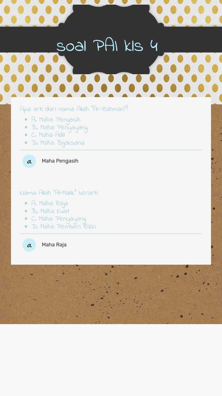 soal PAI kls 4 worksheet