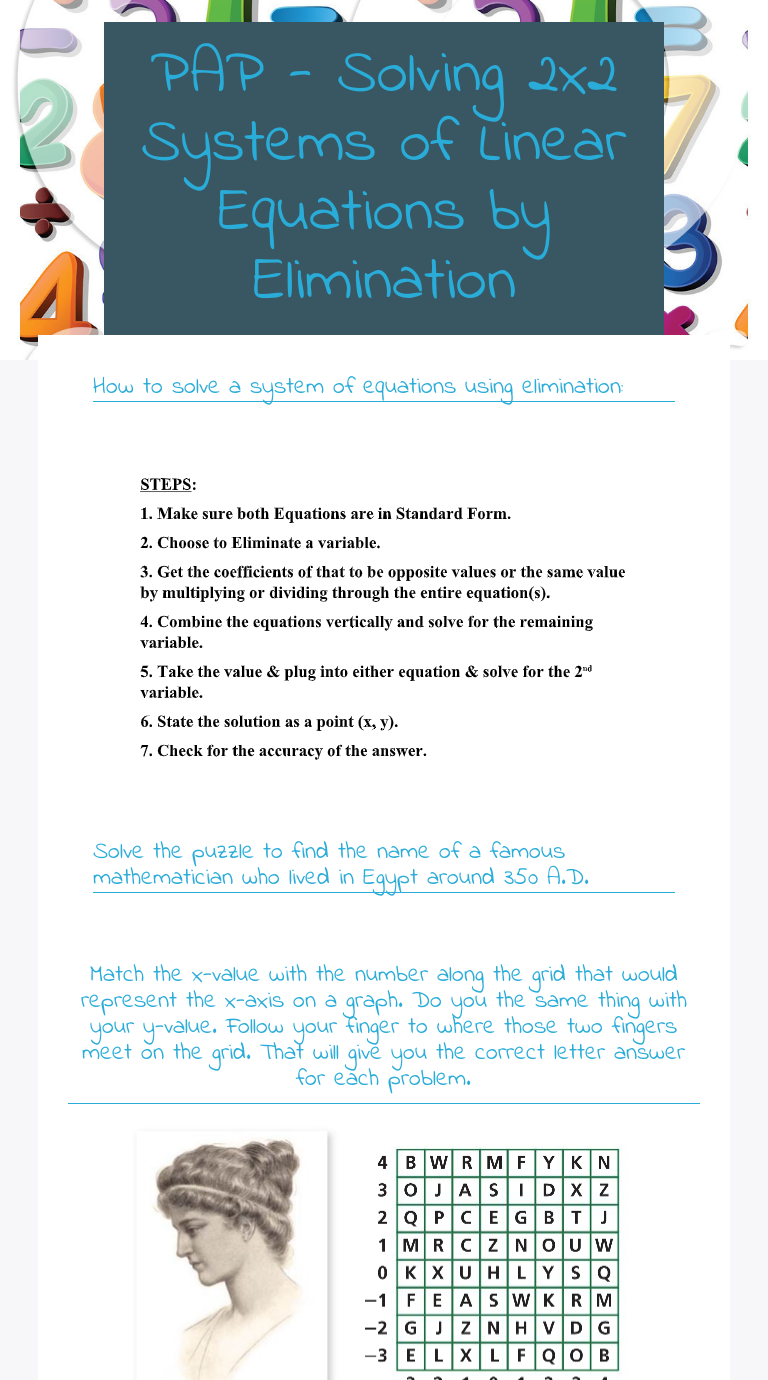 PAP - Solving 2x2 Systems of Linear Equations by Elimination ...