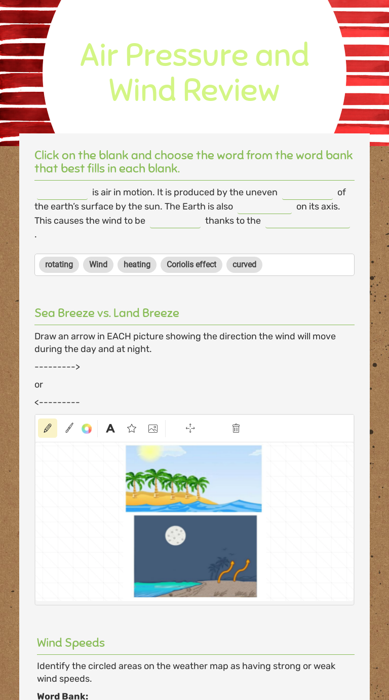 Air Pressure and Wind Review | Interactive Worksheet by Jessica Trent ...