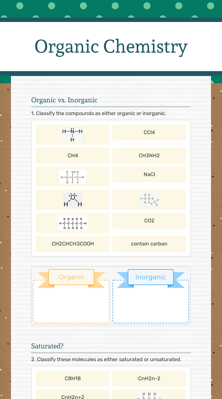 Organic Chemistry Functional Groups Worksheet