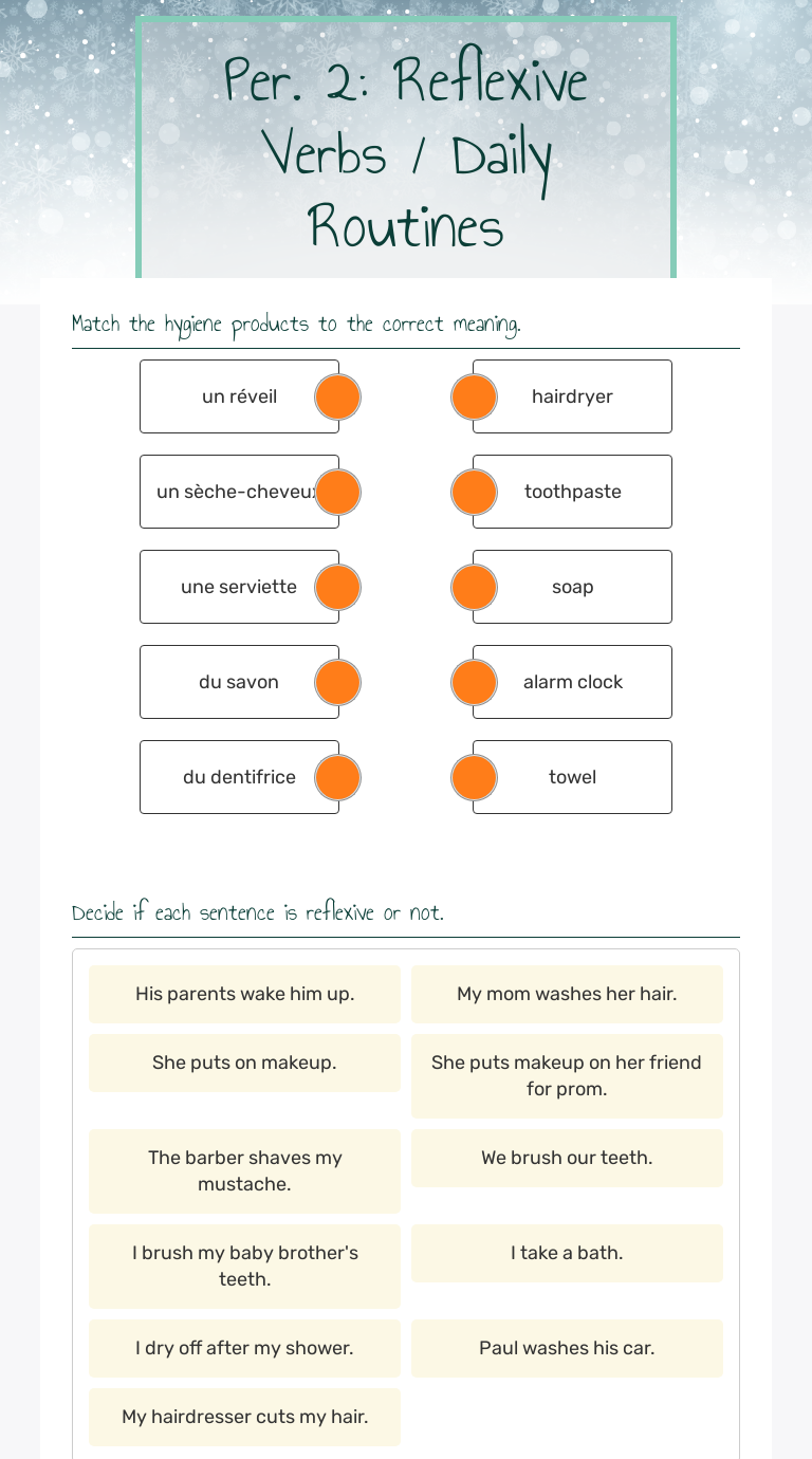 Per. 2: Reflexive Verbs / Daily Routines | Interactive Worksheet by ...