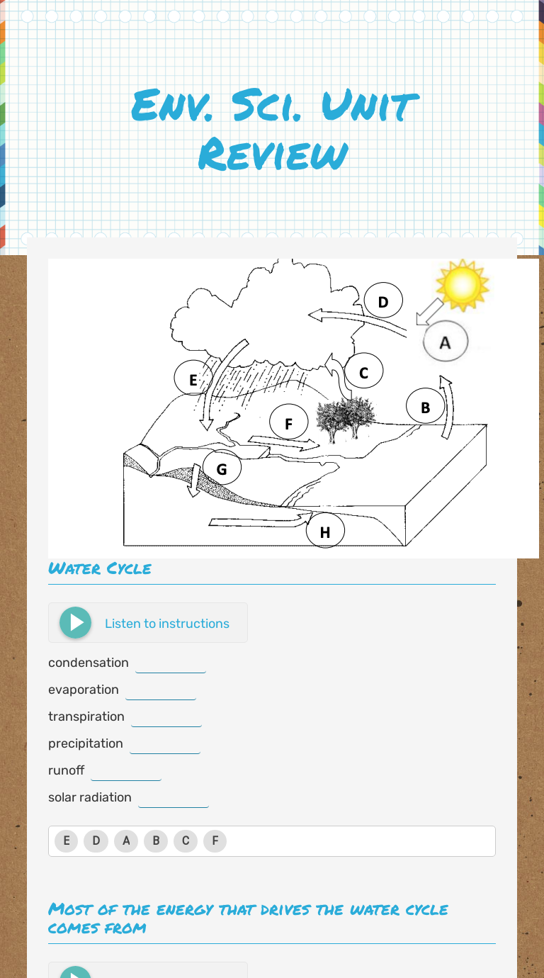 Env. Sci. Unit Review worksheet