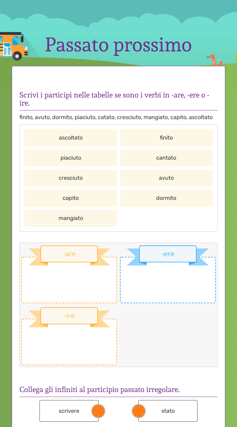 Passato prossimo | Interactive Worksheet by Alexandra Duca | Wizer.me
