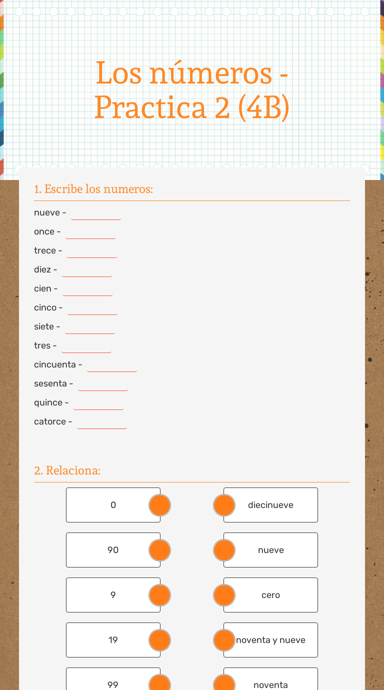 Los Números Practica 2 4b Interactive Worksheet By Carmita