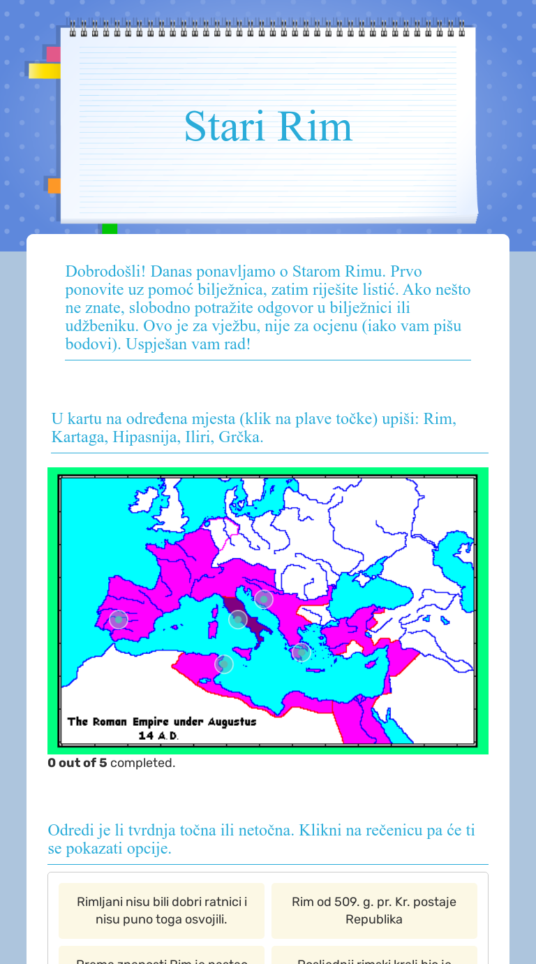 Stari Rim | Interactive Worksheet by Elena Petrušić | Wizer.me