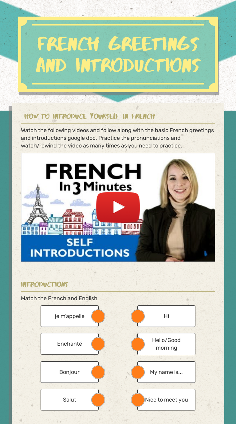 French greetings and introductions | Interactive Worksheet by Jessica ...