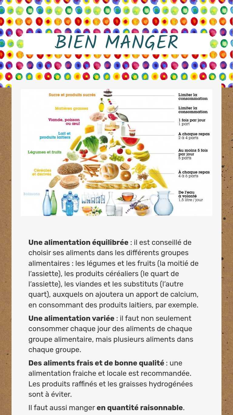 BIEN MANGER worksheet