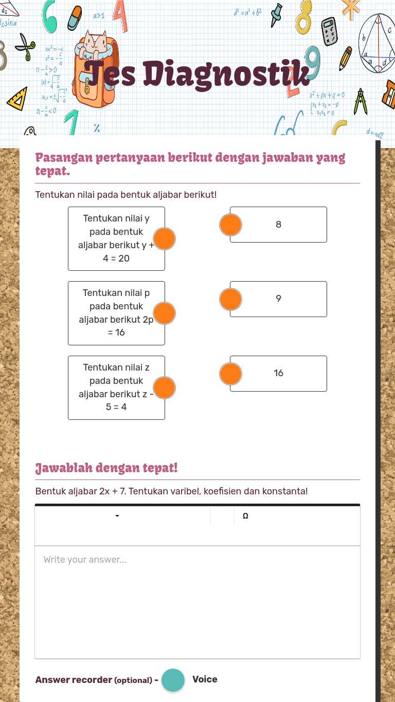 Tes Diagnostik worksheet