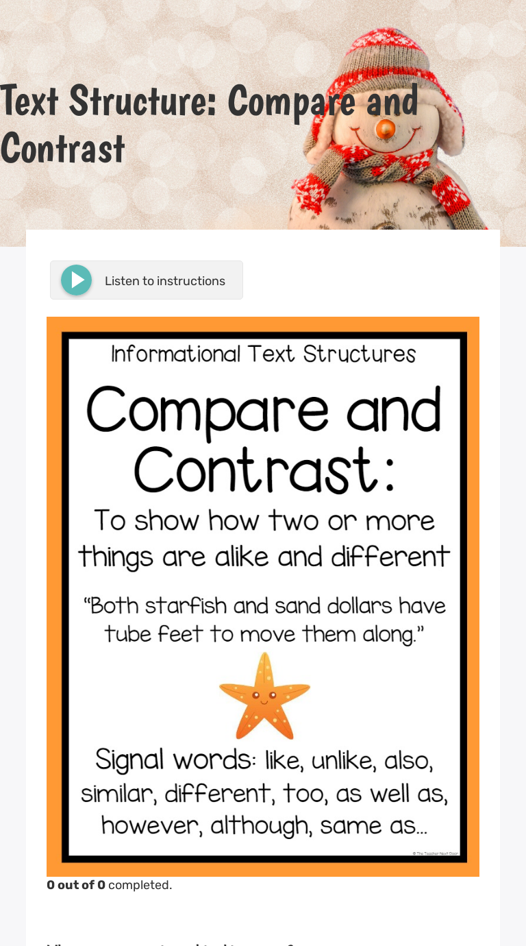 Text Structure: Compare and Contrast | Interactive Worksheet by K ...